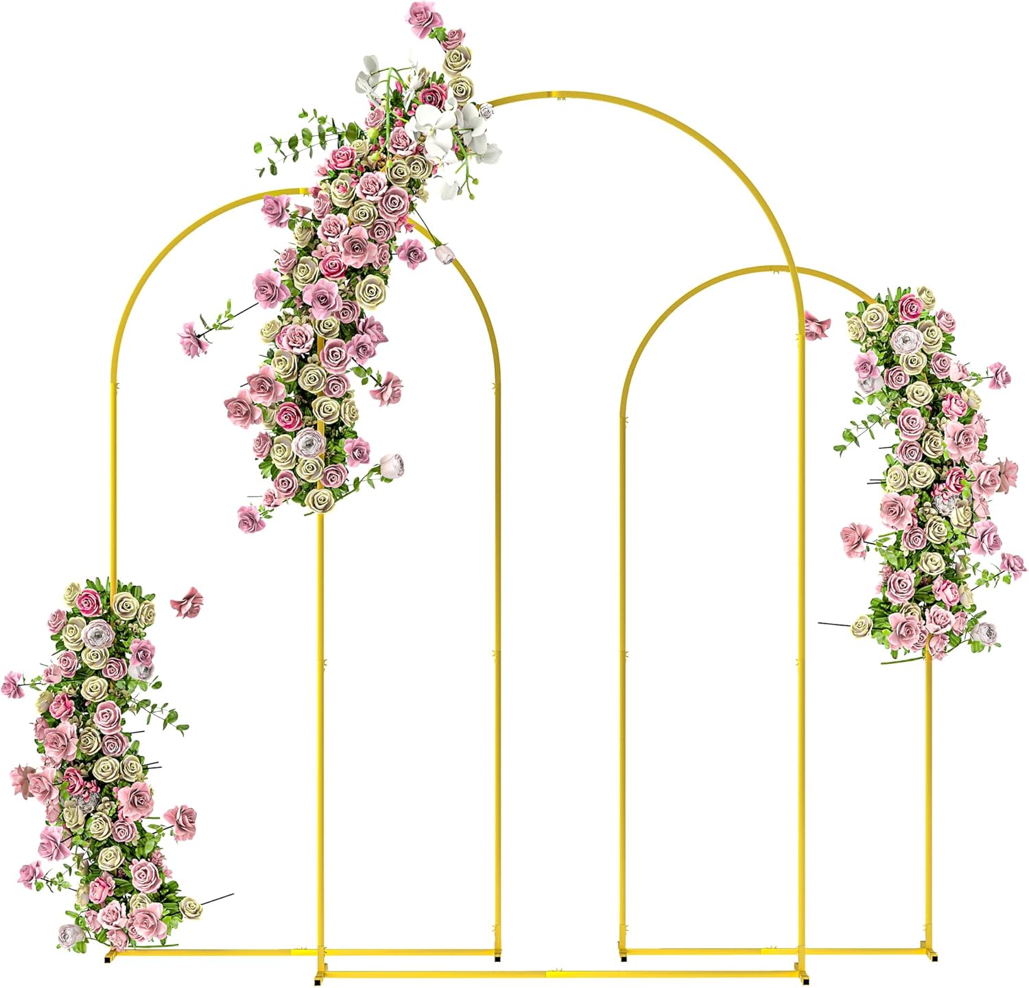 BAIVAKON Metal Arch Backdrop Stand Set of 3, 7/6.5/6 ft Wedding Arch ...