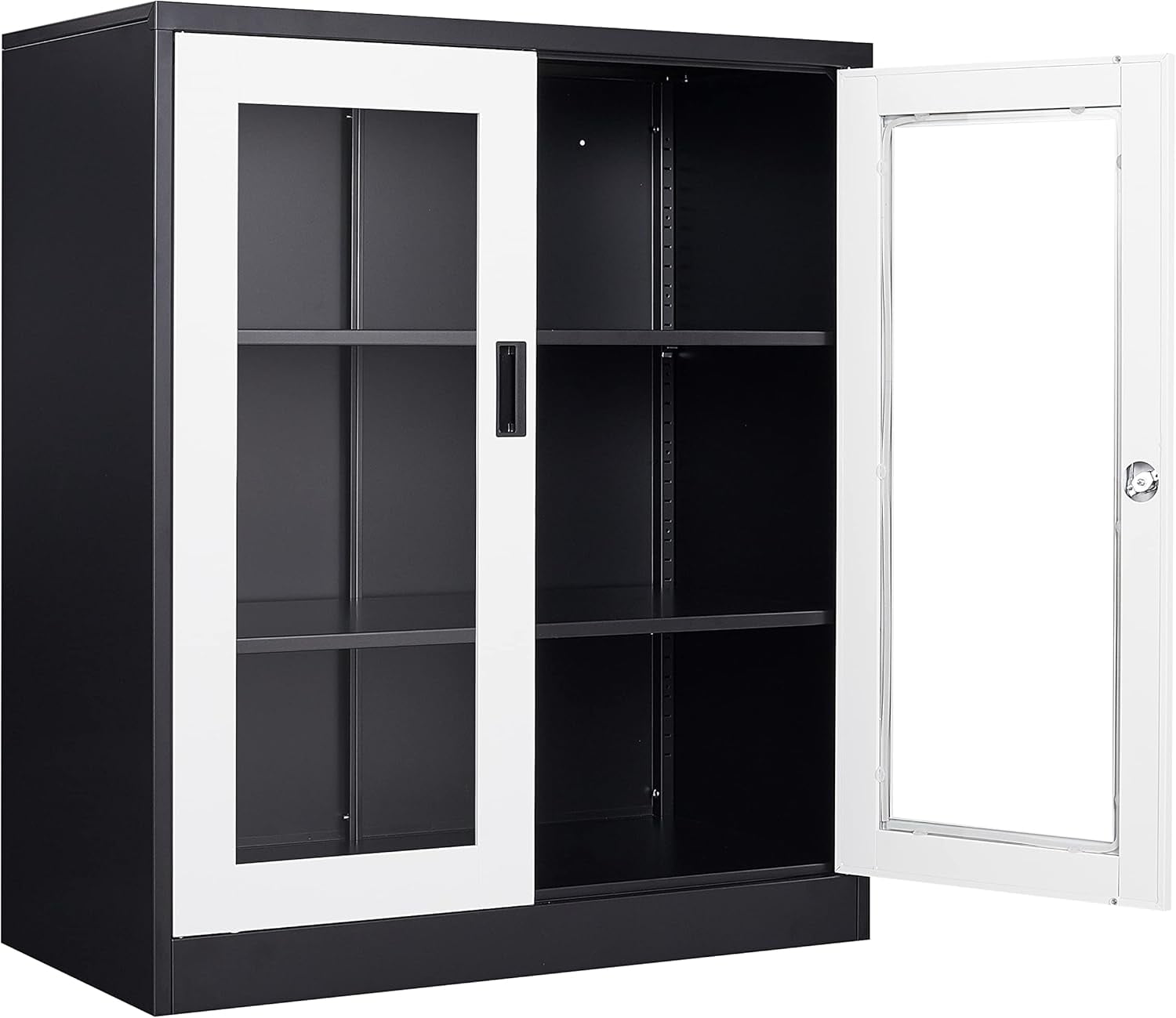 BAIVAKON Metal Storage Cabinet with Glass Doors - 35.4" Locking Display ...
