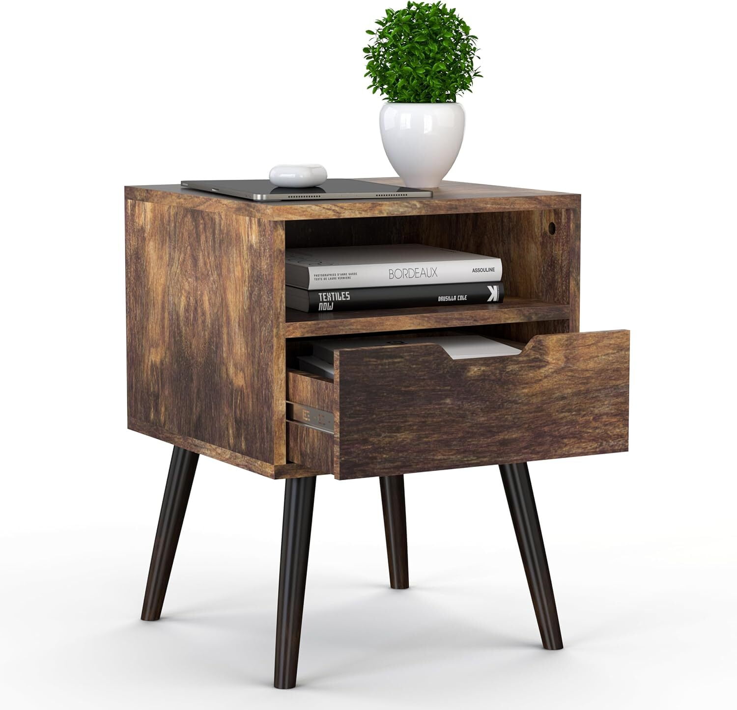 BAIVAKON Night Stand with Fabric Drawer, Modern Nightstand, Bedside ...