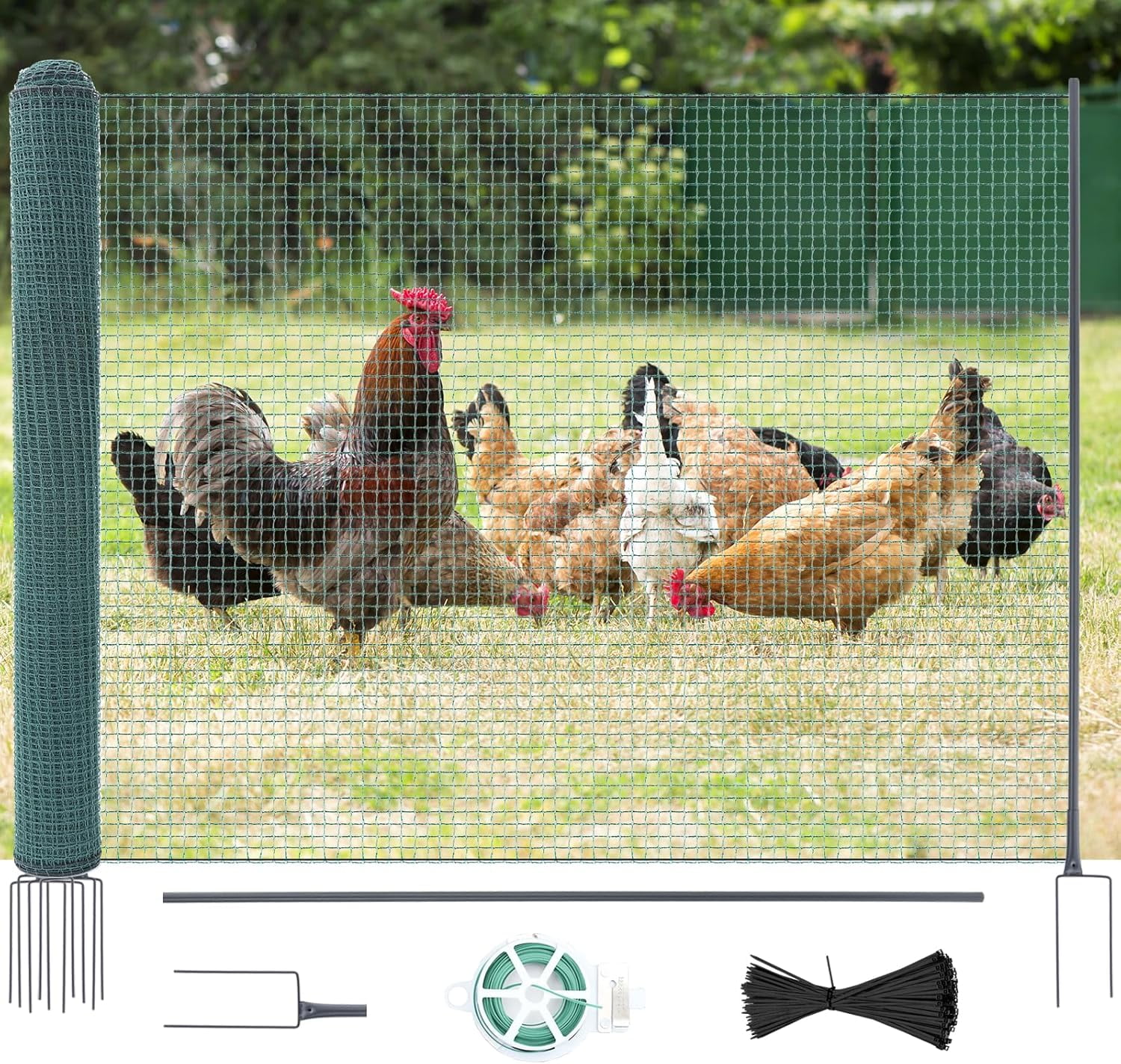 BAIVAKON Non Electric Fence Netting, 40in x 100ft Nylon Portable ...