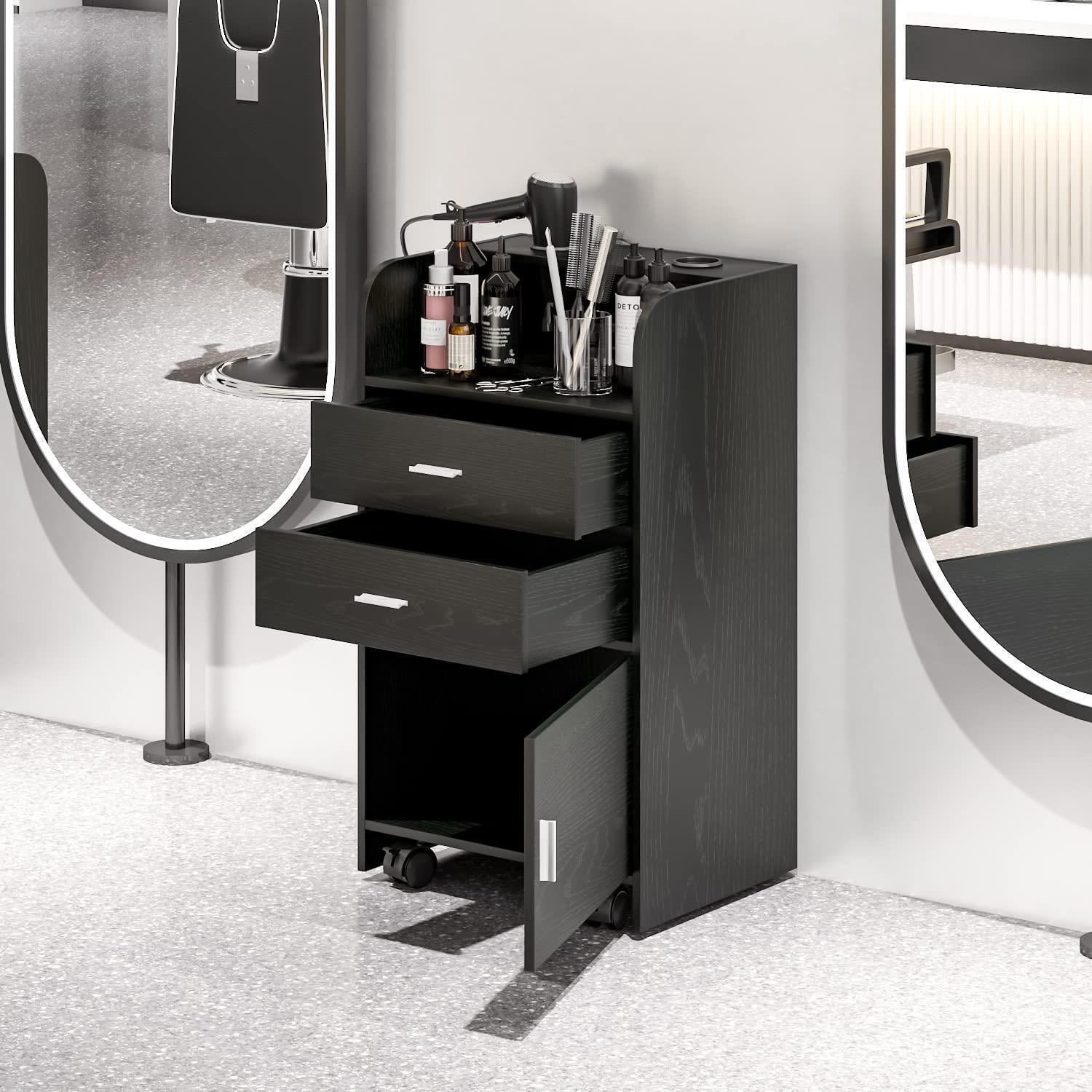 BAIVAKON Salon Station for Hair Stylist, Black Salon Station Storage ...