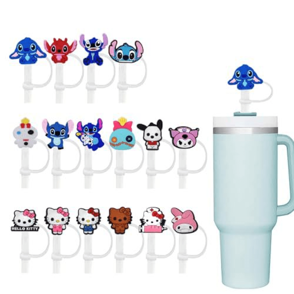 BAIZOHAI 16Pcs Straw Covers Cap for Stanley Cup, Cute Stitch Hello ...