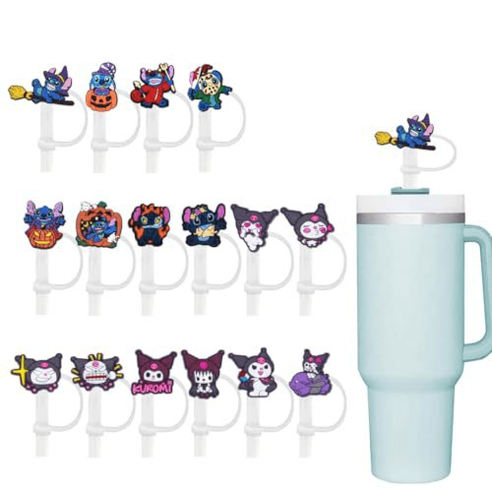 BAIZOHAI 16Pcs Straw Covers Cap for Stanley Cup, Cute Stitch Sanrio ...