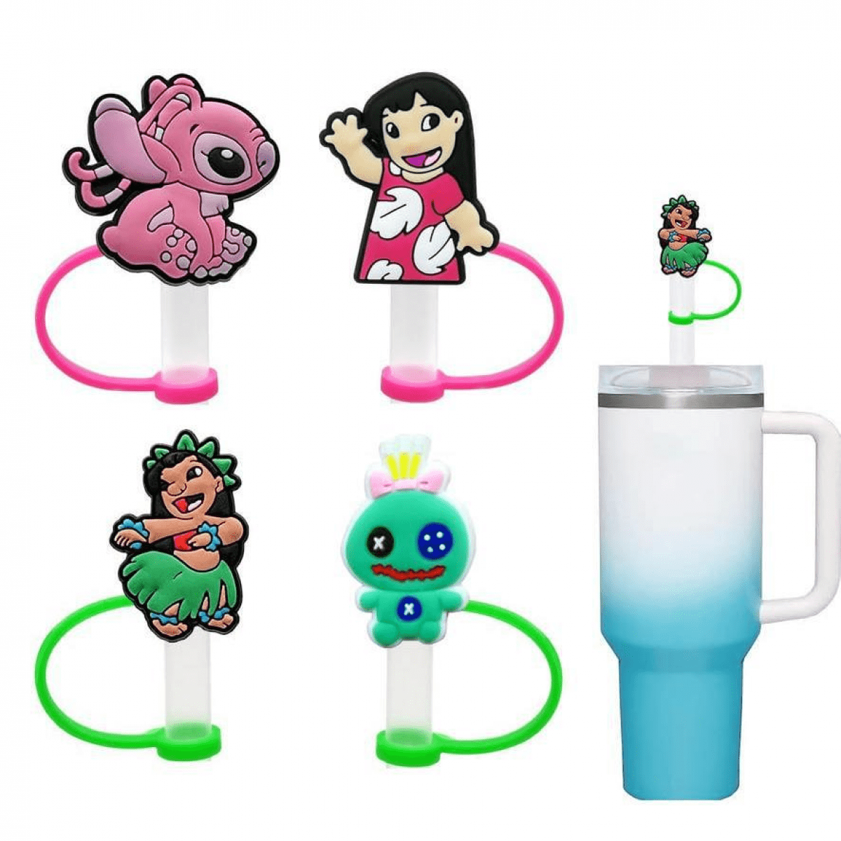 BAIZOHAI 4Pcs Straw Covers Cap for Stanley Cup, Cute Stitch Silicone ...