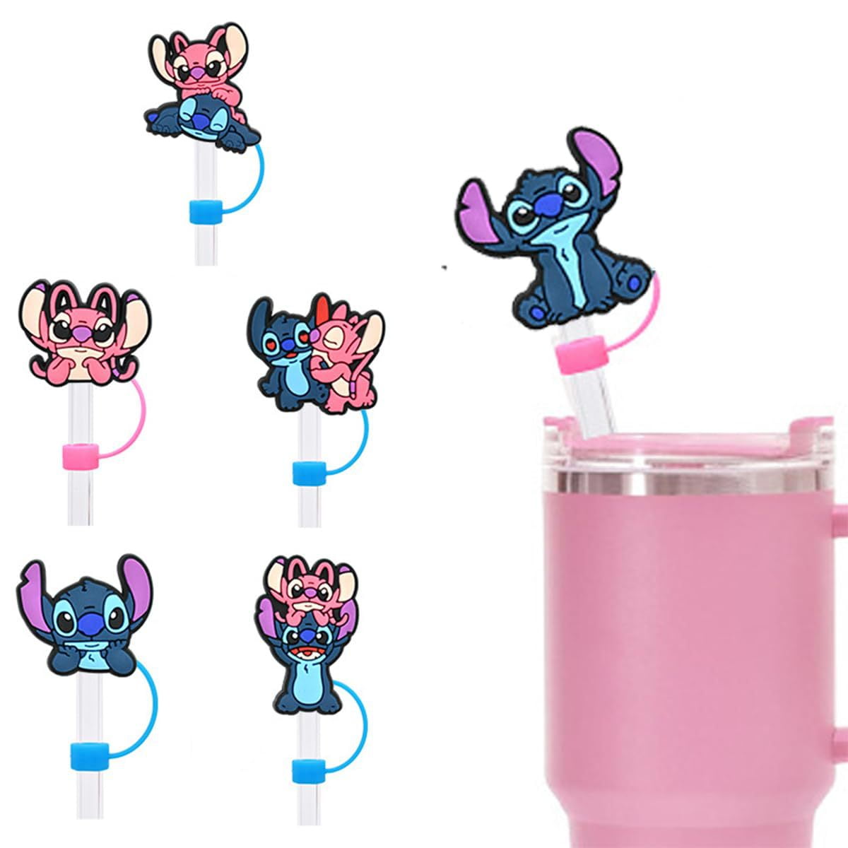 BAIZOHAI 6Pcs Straw Covers Cap for Stanley Cup, Cute Stitch Silicone ...