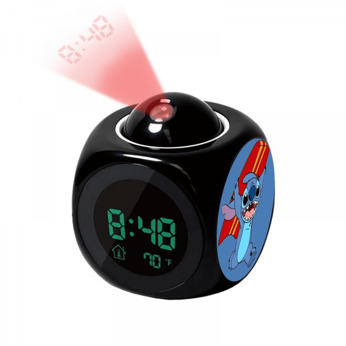 BAIZOHAI Digital Alarm Clock, Cartoon Stitch Pattern Rotatable ...
