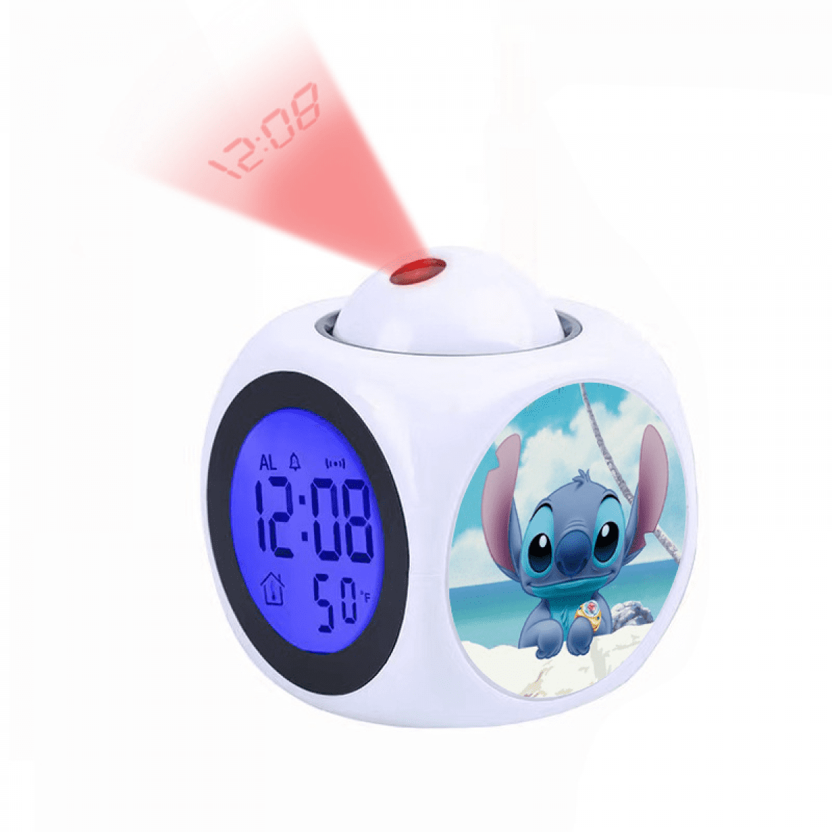 BAIZOHAI Digital Alarm Clock, Cartoon Stitch Pattern Rotatable ...