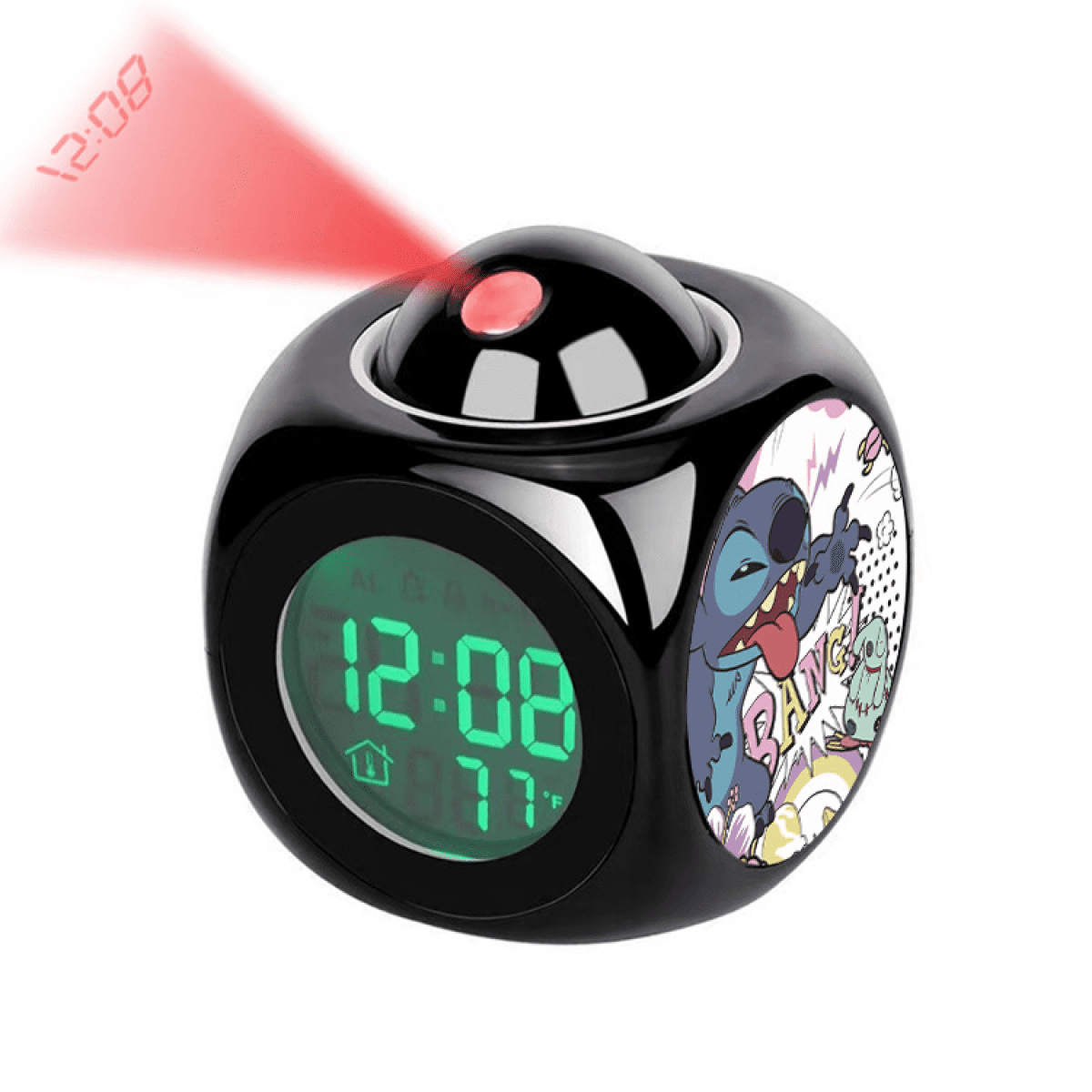BAIZOHAI Digital Alarm Clock, Cartoon Stitch Pattern Rotatable ...