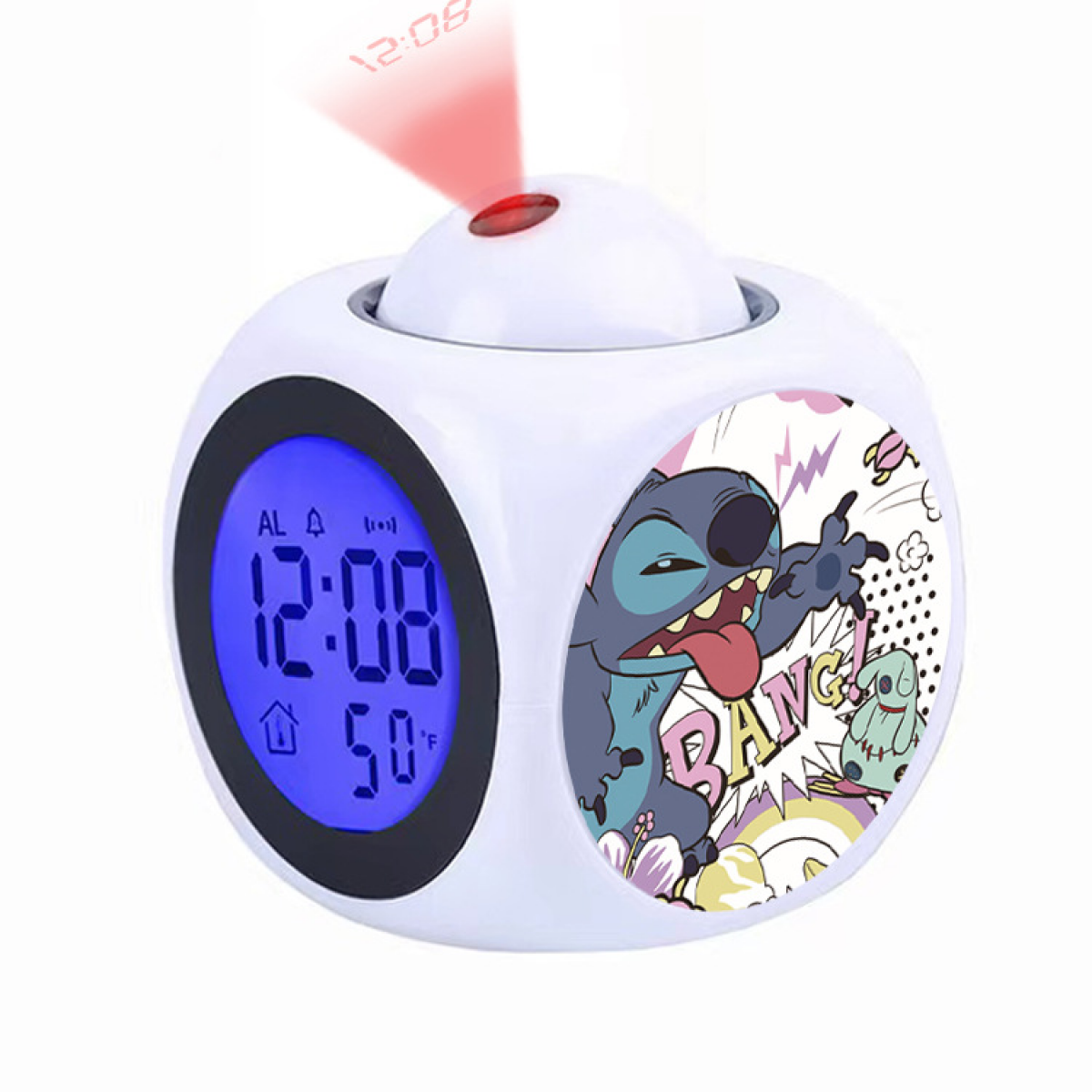 BAIZOHAI Digital Alarm Clock, Cartoon Stitch Pattern Rotatable ...