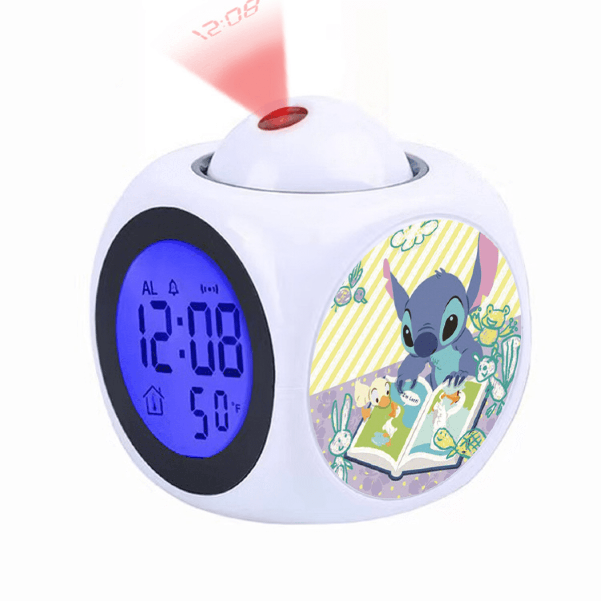 BAIZOHAI Digital Alarm Clock, Cartoon Stitch Pattern Rotatable ...