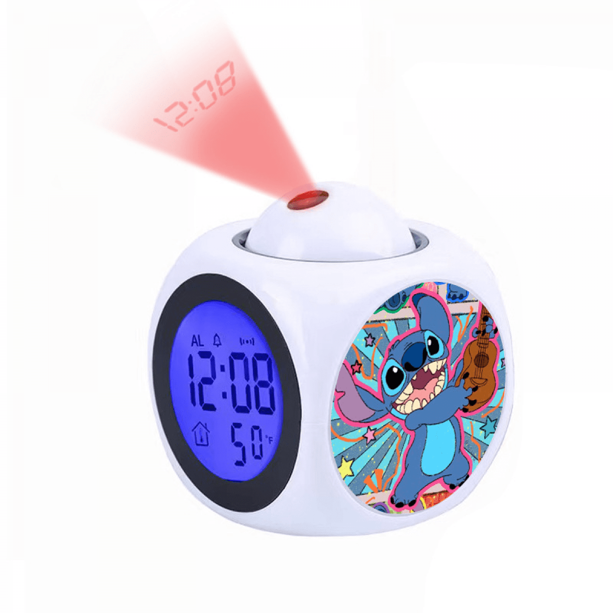 BAIZOHAI Digital Alarm Clock, Cartoon Stitch Pattern Rotatable ...
