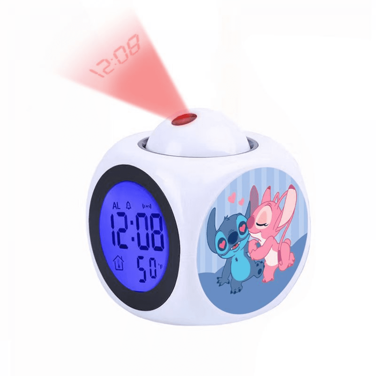 BAIZOHAI Digital Alarm Clock, Cartoon Stitch Pattern Rotatable ...