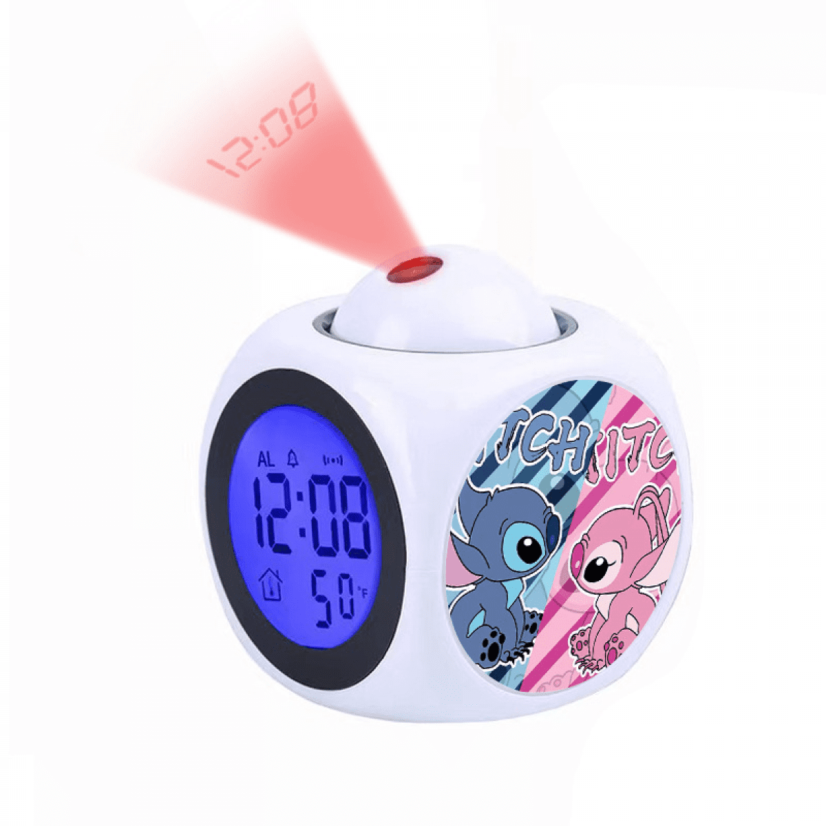 BAIZOHAI Digital Alarm Clock, Cartoon Stitch Pattern Rotatable ...