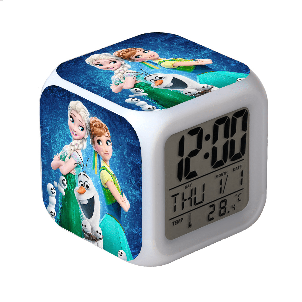 BAIZOHAI Digital Alarm Clock for Kids, Cartoon Frozen Pattern 7 LED ...