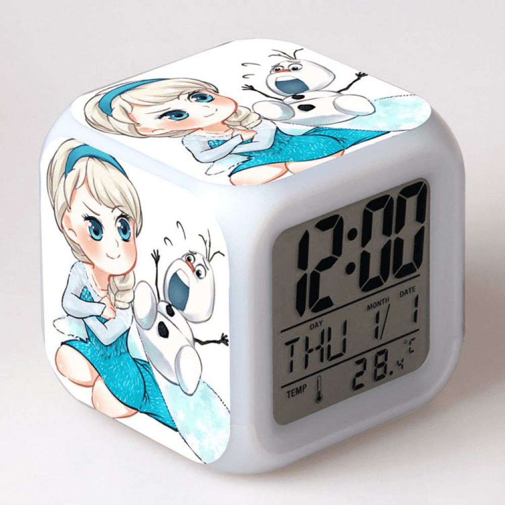 BAIZOHAI Digital Alarm Clock for Kids, Cartoon Frozen Pattern 7 LED ...