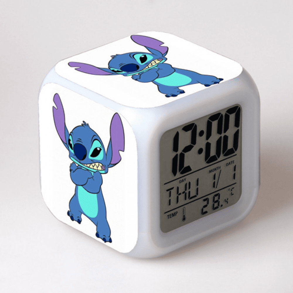 BAIZOHAI Digital Alarm Clock for Kids, Cartoon Stitch Pattern 7 LED ...