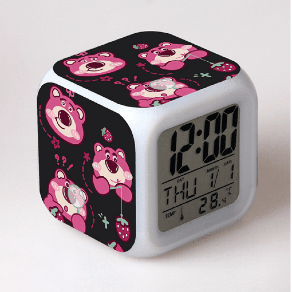 BAIZOHAI Digital Alarm Clock for Kids, Lotso Pattern 7 LED Color ...