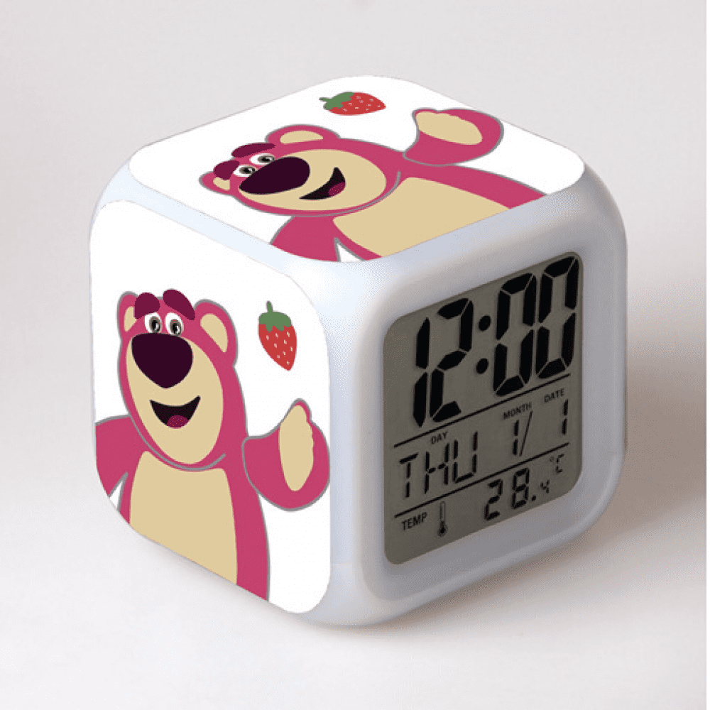 BAIZOHAI Digital Alarm Clock for Kids, Lotso Pattern 7 LED Color ...