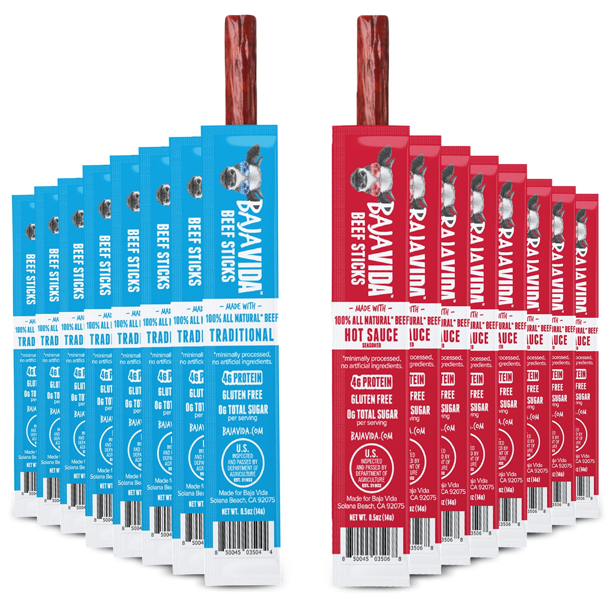 BAJA Jerky Beef Sticks IRF13 Variety Pack - Meat Snack Packs ...