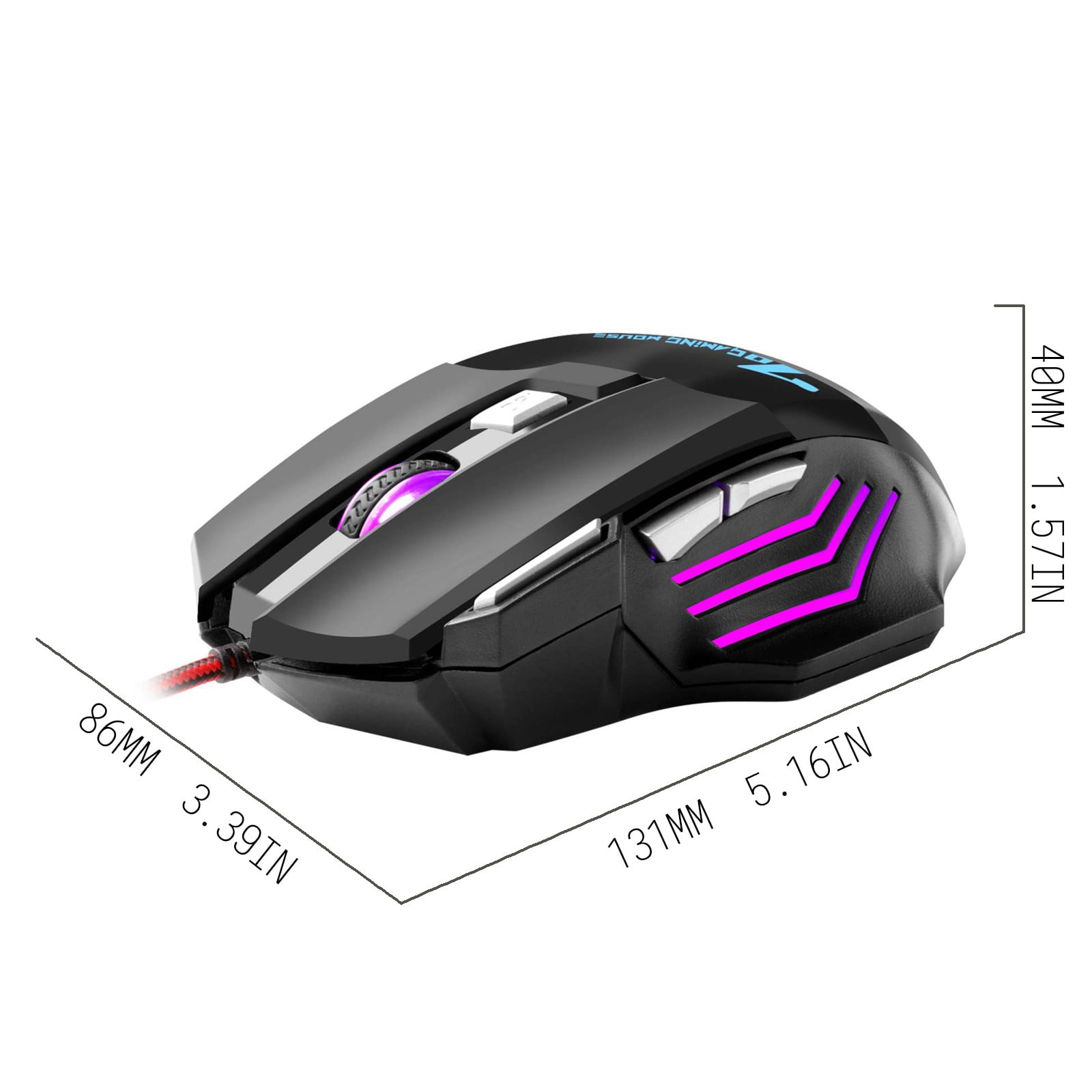 BAJEAL Computer Wired USB Mice,RGB Ergonomic Optical Gaming Mice 4 DPI ...