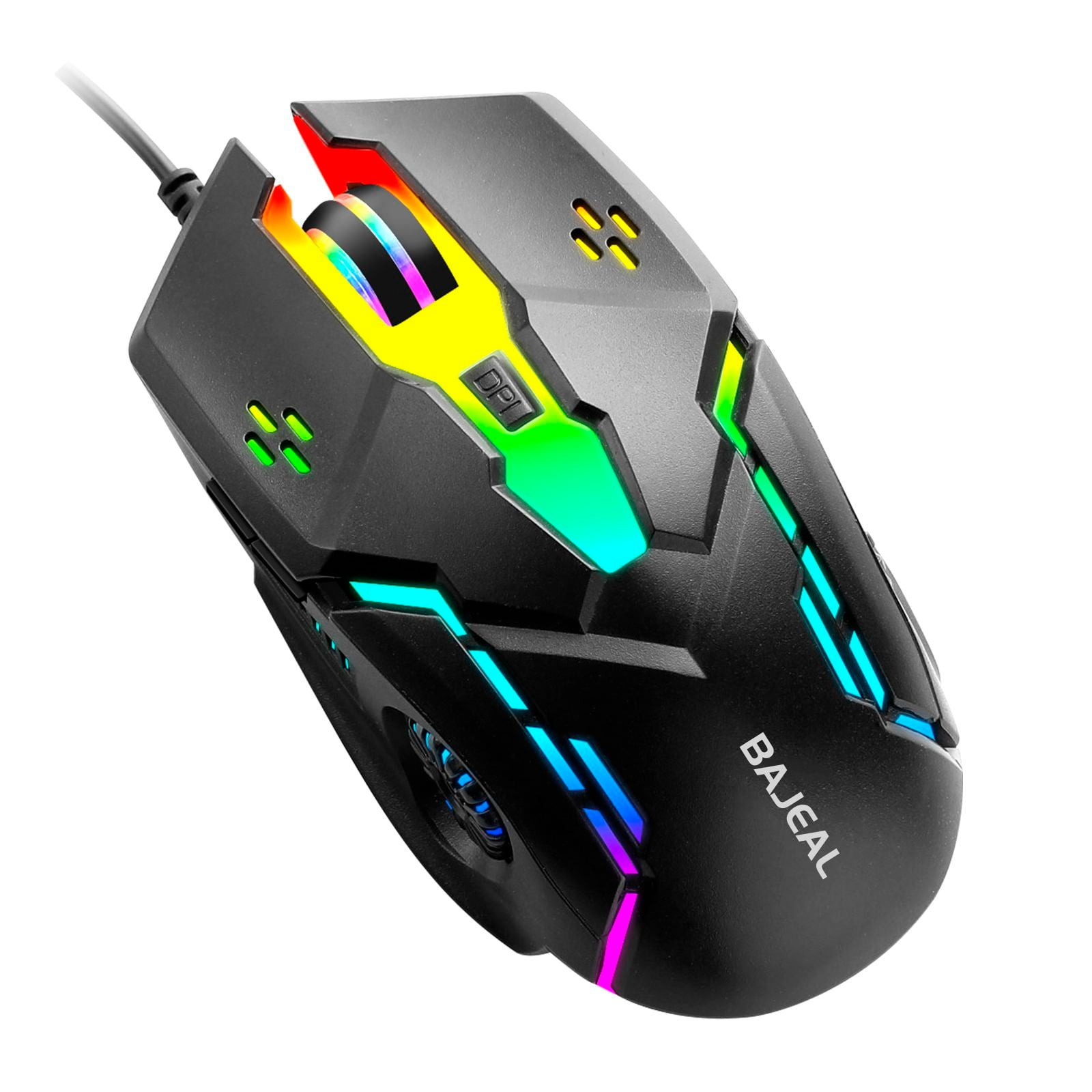 BAJEAL Computer Wired USB Mice,RGB Ergonomic Optical Gaming Mice 4 DPI Up To 3200 DPI, Side ...