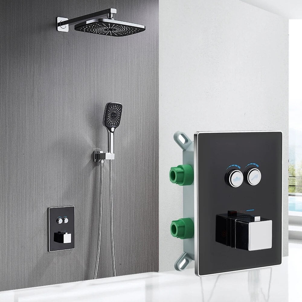 BAKALA Thermostatic Bathroom Shower Faucet Set Rain Waterfall Bathtub ...