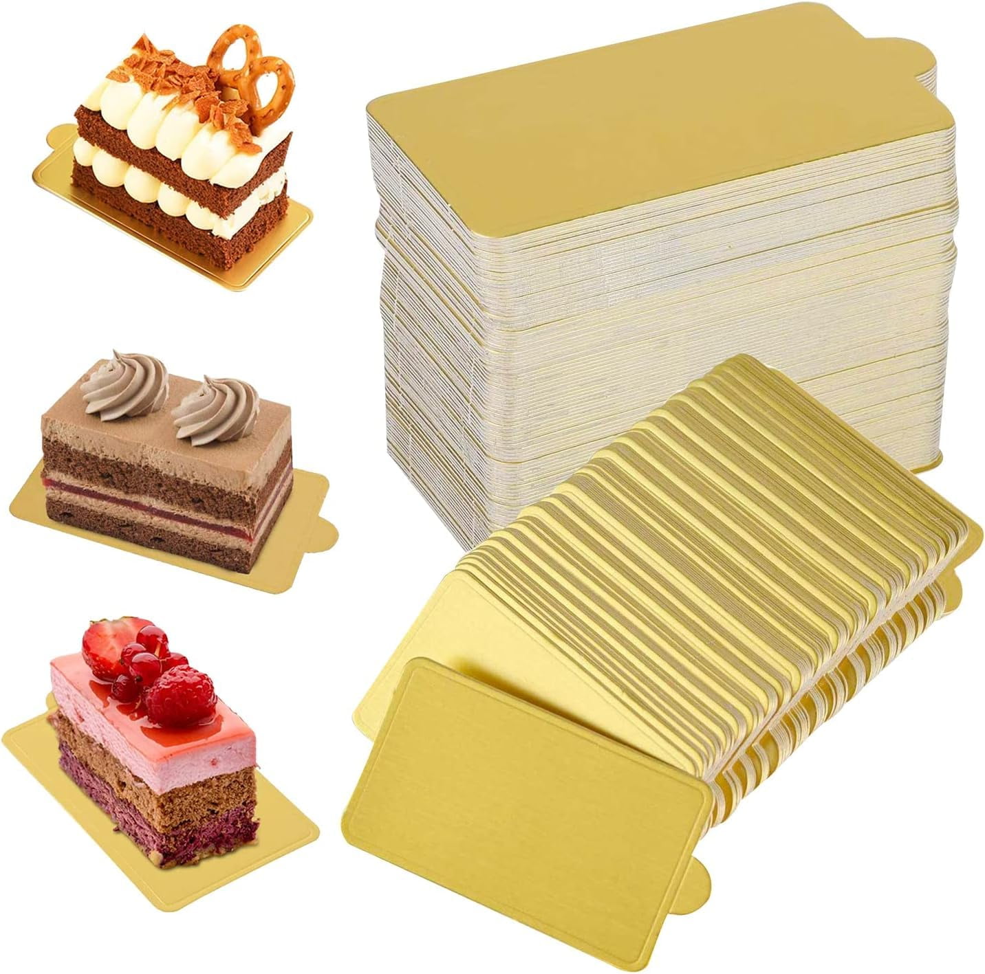 BAKEFY Mini Cake Boards Golden Cardboard Mousse Cake Base 100PCS Cake ...