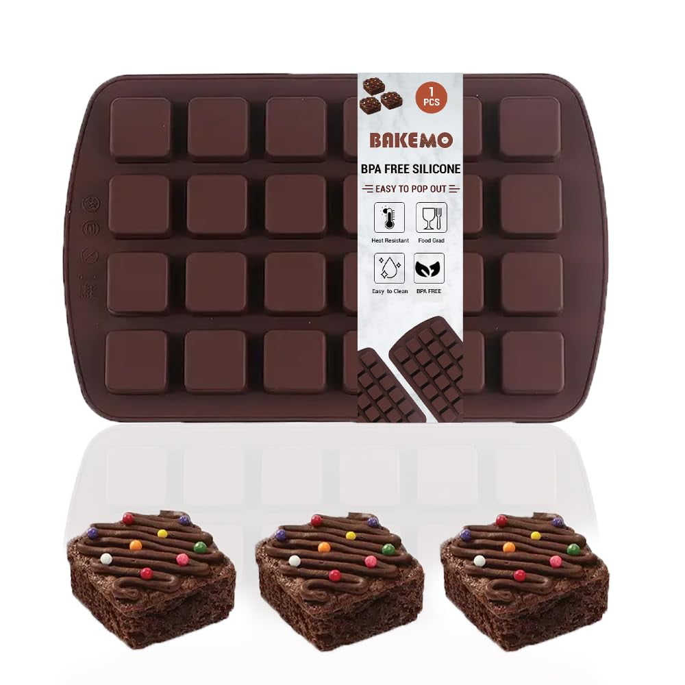 BAKEMO Silicone Multicolor 24 Cavity Square Silicone Mold Brownie Mould ...