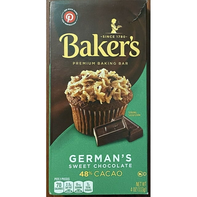 BAKER'S German's Sweet Chocolate 48% CACAO Bar 4oz - 1 Premium Baking ...