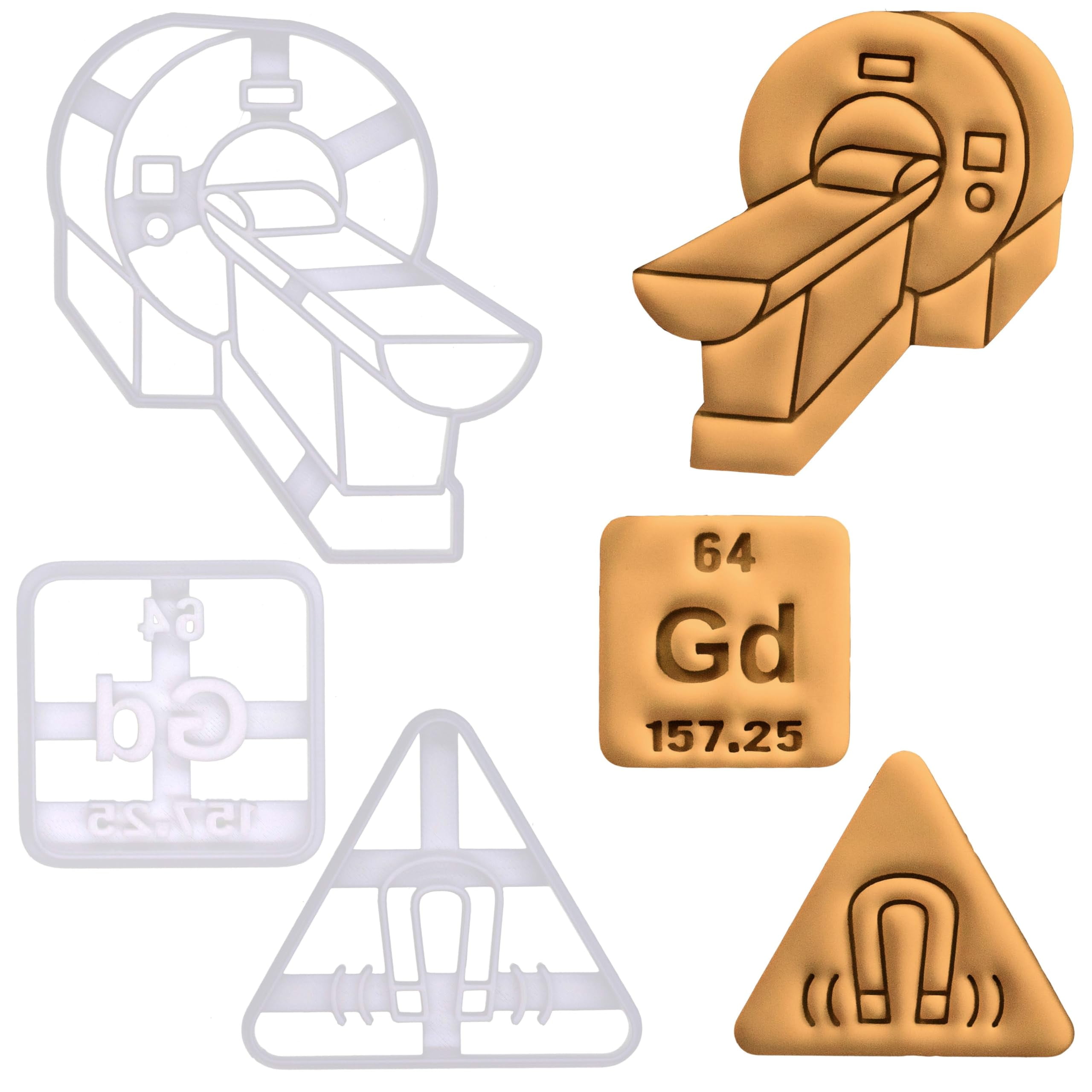 BAKERLOGY Set of 3 MRI Cookie Cutters (Design: MRI Machine, Periodic Gd ...
