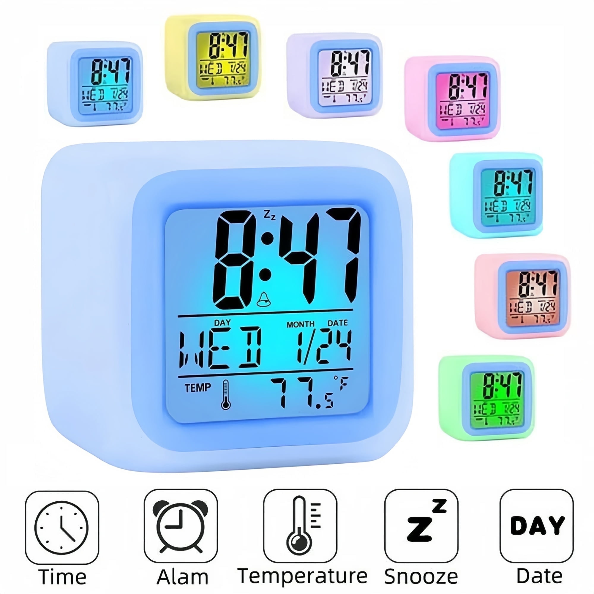 BAKIBO 1pc Lovely Colorful Change Alarm Clock, Cube Alarm Clock ...