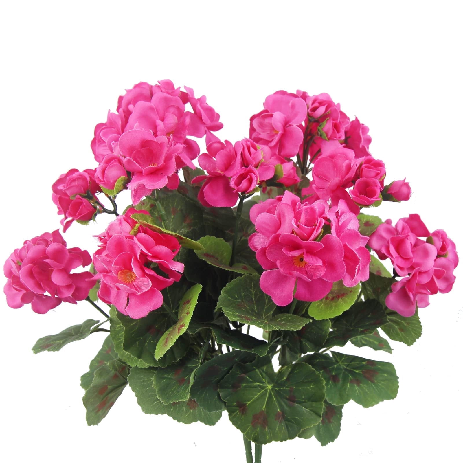 bakibo Artificial Geraniums Outdoor Silk Flowers 2 Pcs Red Garden Bush ...