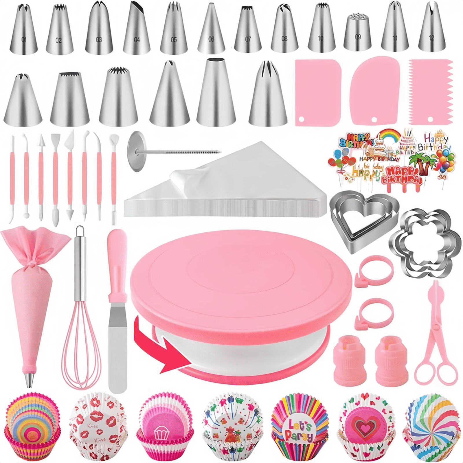 BAKIBO 285 Pcs Cake Turntable Set Baking Supplies Cake Turntable, Cake ...