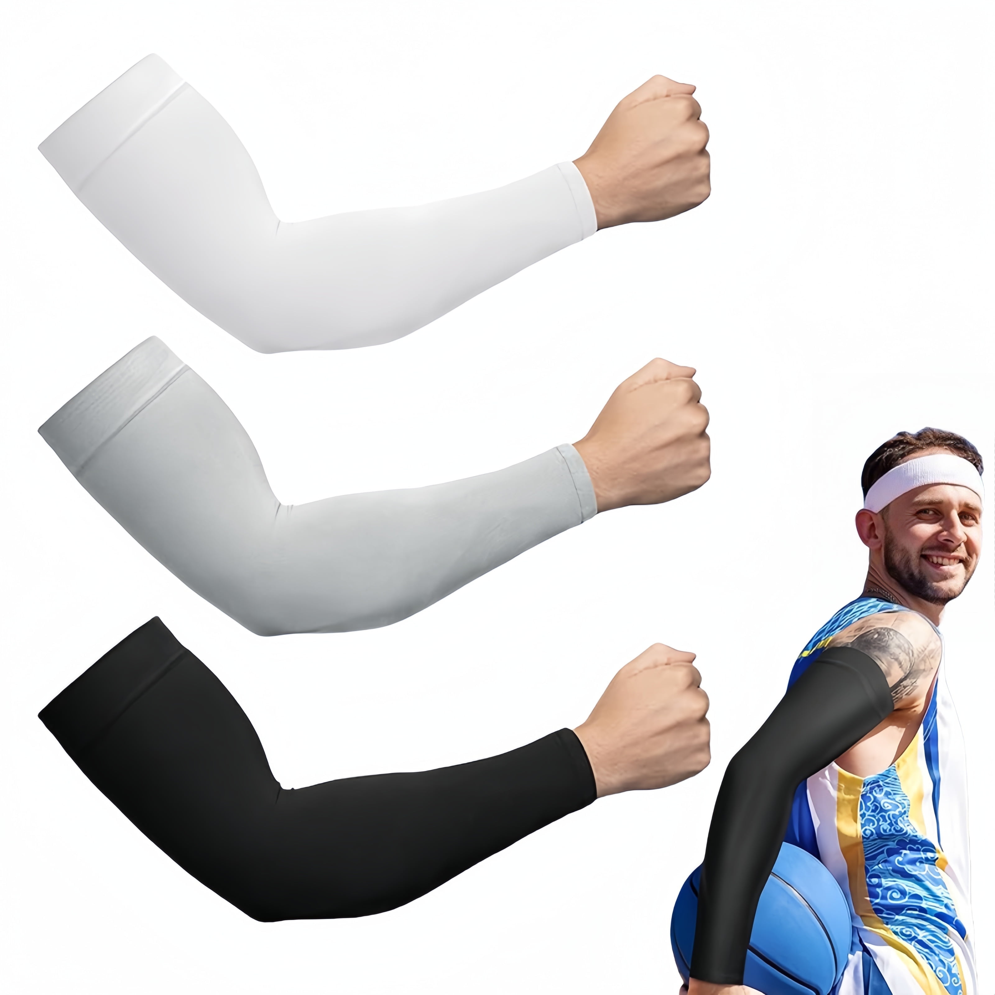 BAKIBO 3 Pairs Cooling UV Protection Sun Sleeves, Long Arm Cover for ...
