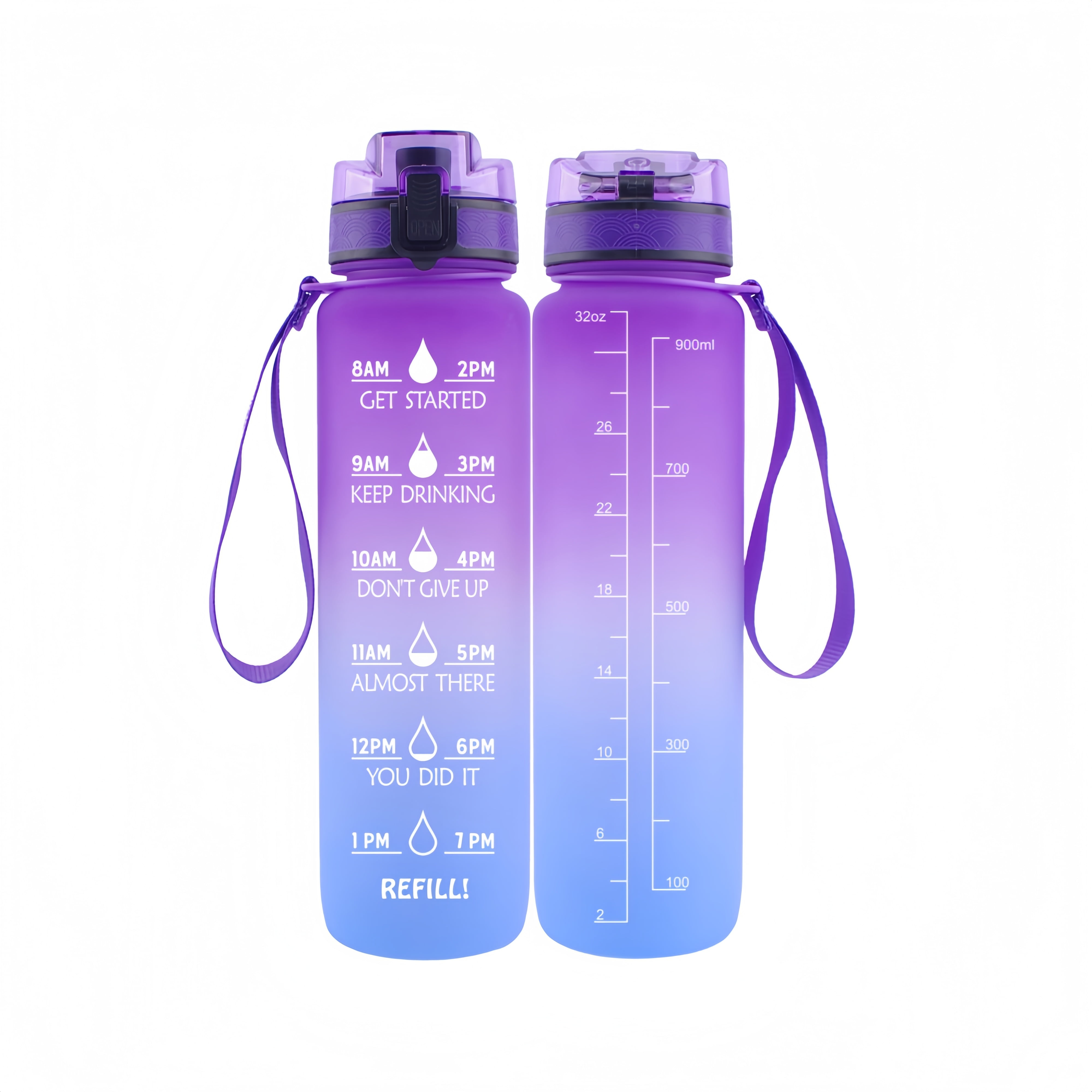 BAKIBO 32 oz Water Bottles with Times to Drink and Straw, Motivational Water Bottle with Time ...