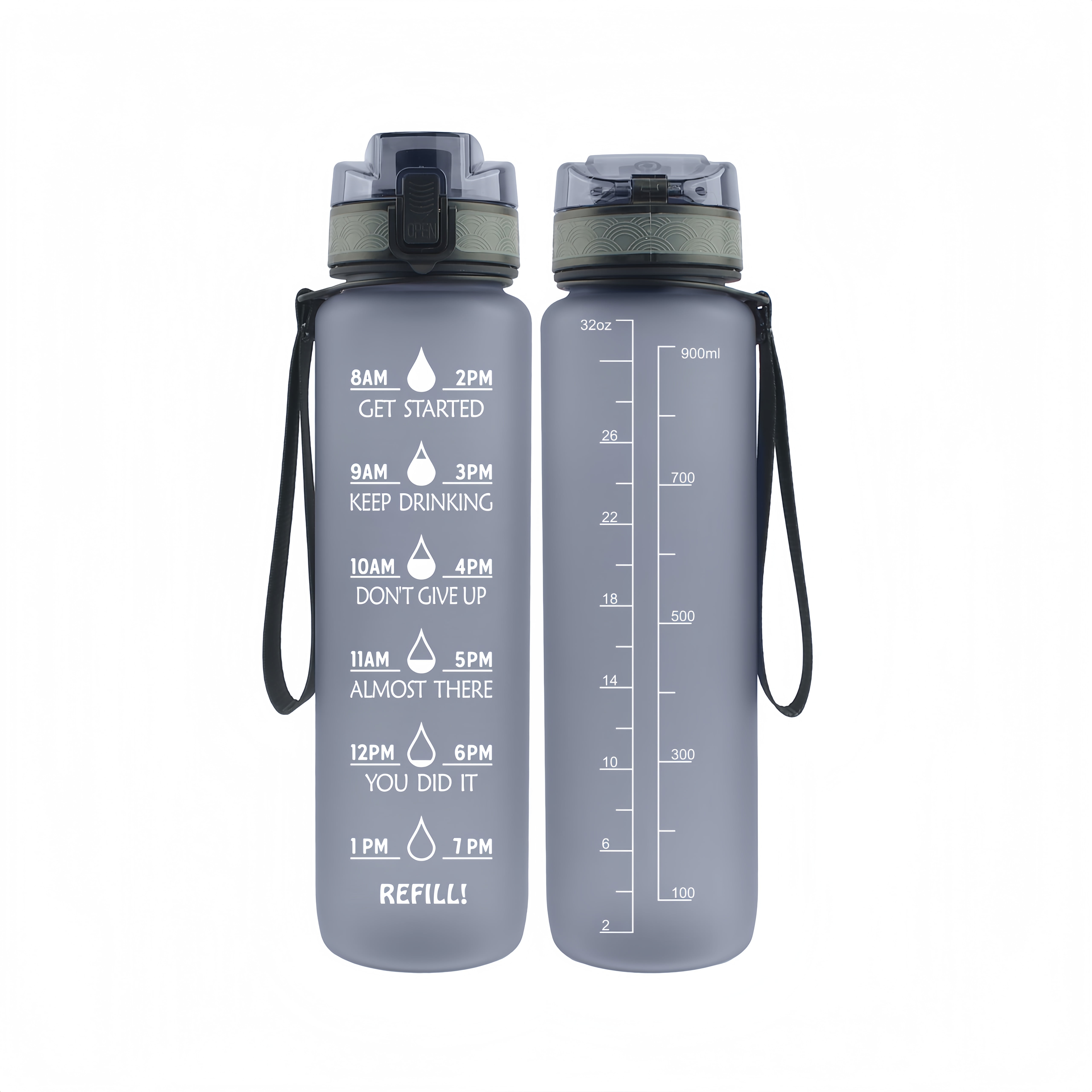 BAKIBO 32 oz Water Bottles with Times to Drink and Straw, Motivational Water Bottle with Time ...