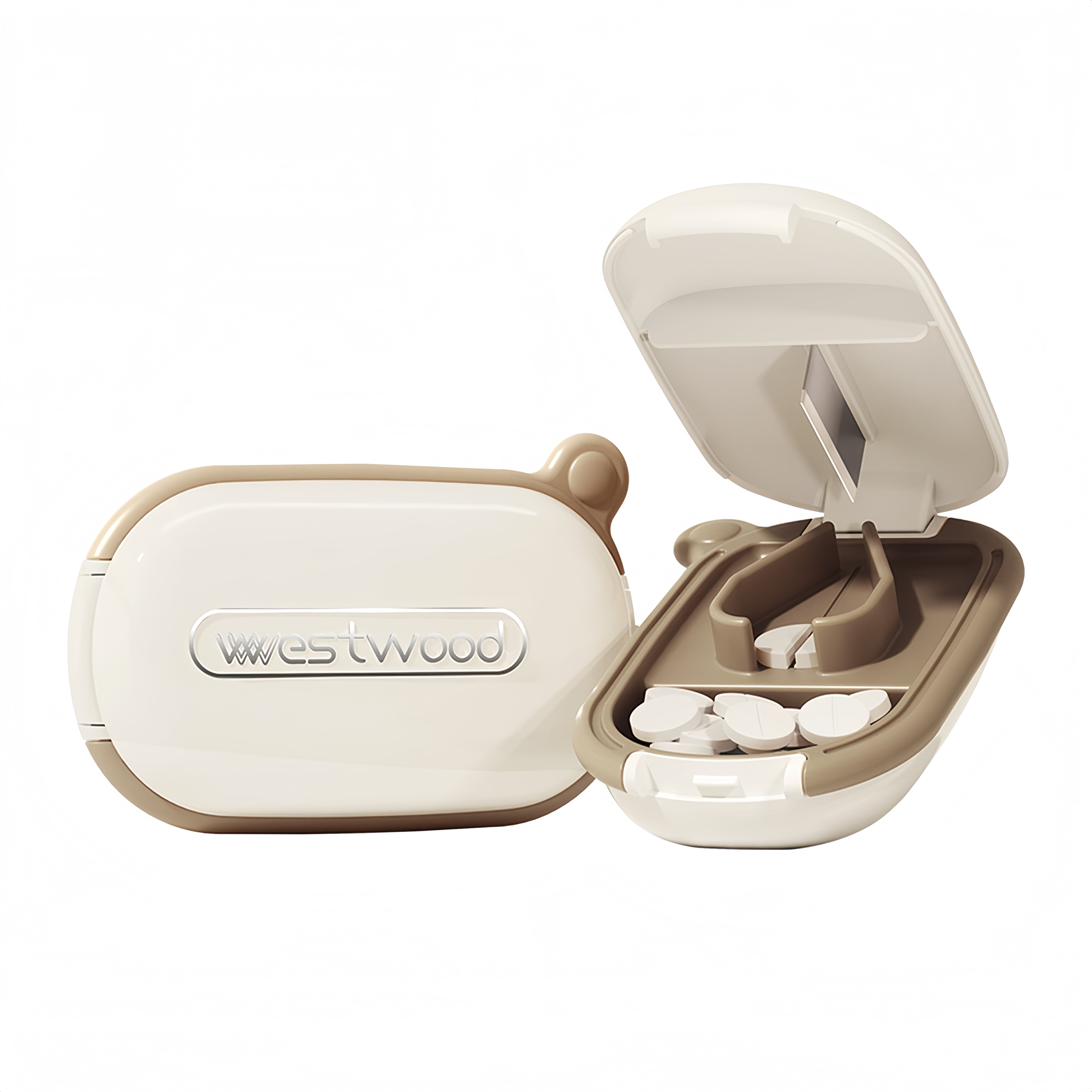 BAKIBO Cute Beige Small Pill Cutter, Pill Splitter with Centering ...