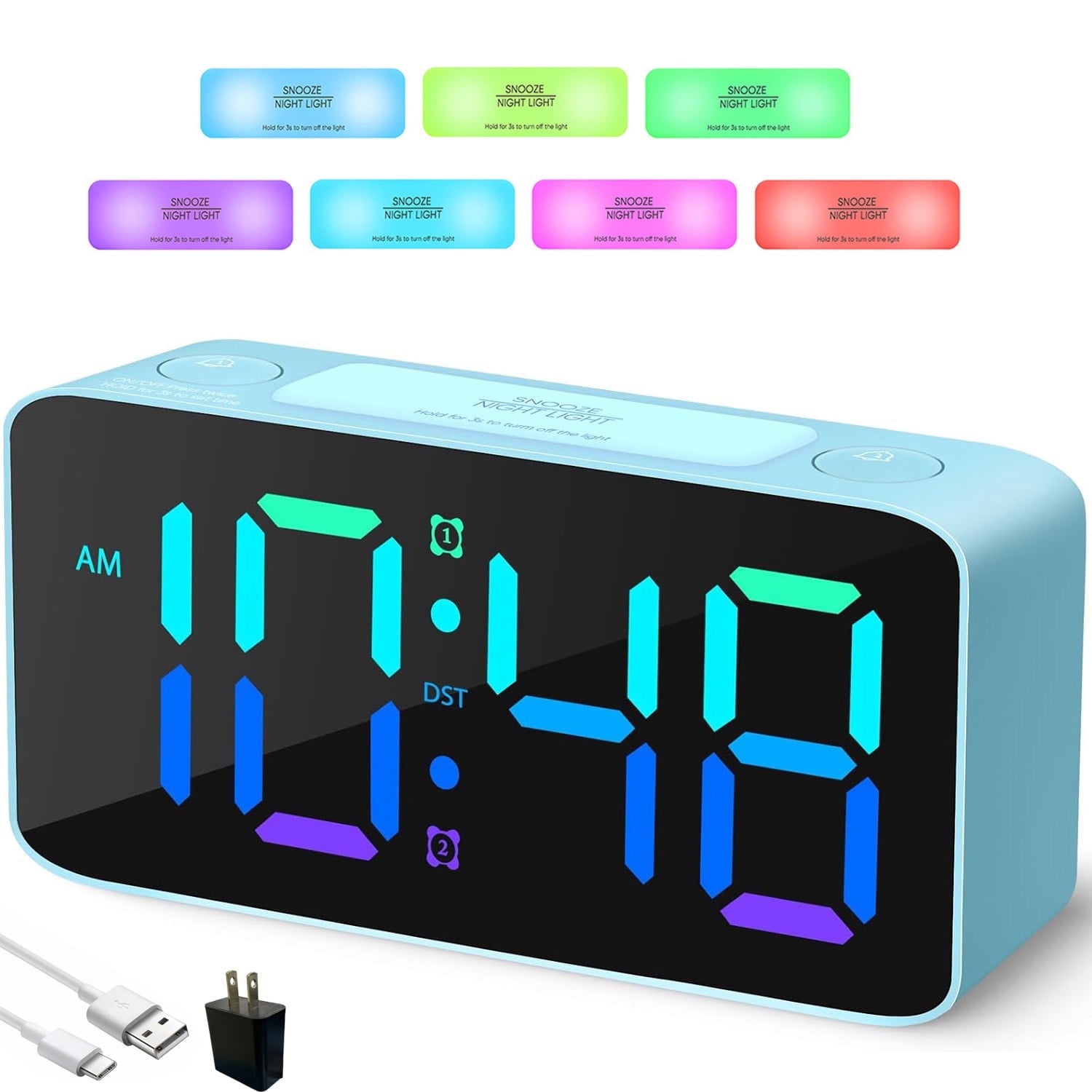 BAKIBO Alarm Clock for Heavy Sleepers, Digital Alarm Clock for Bedroom ...