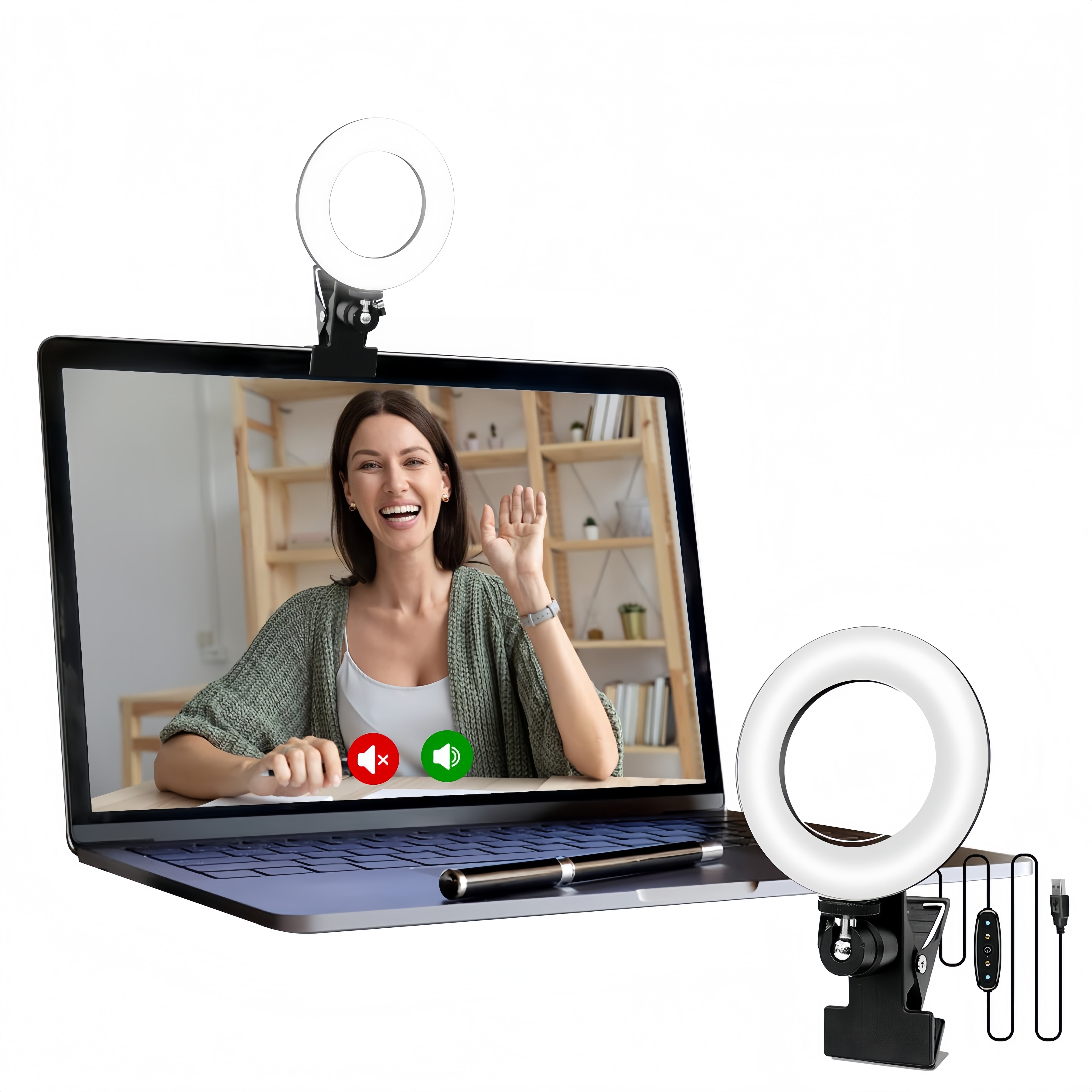BAKIBO Video Conference Lighting Kit, Ring Light for Monitor Clip On, for Remote Working ...
