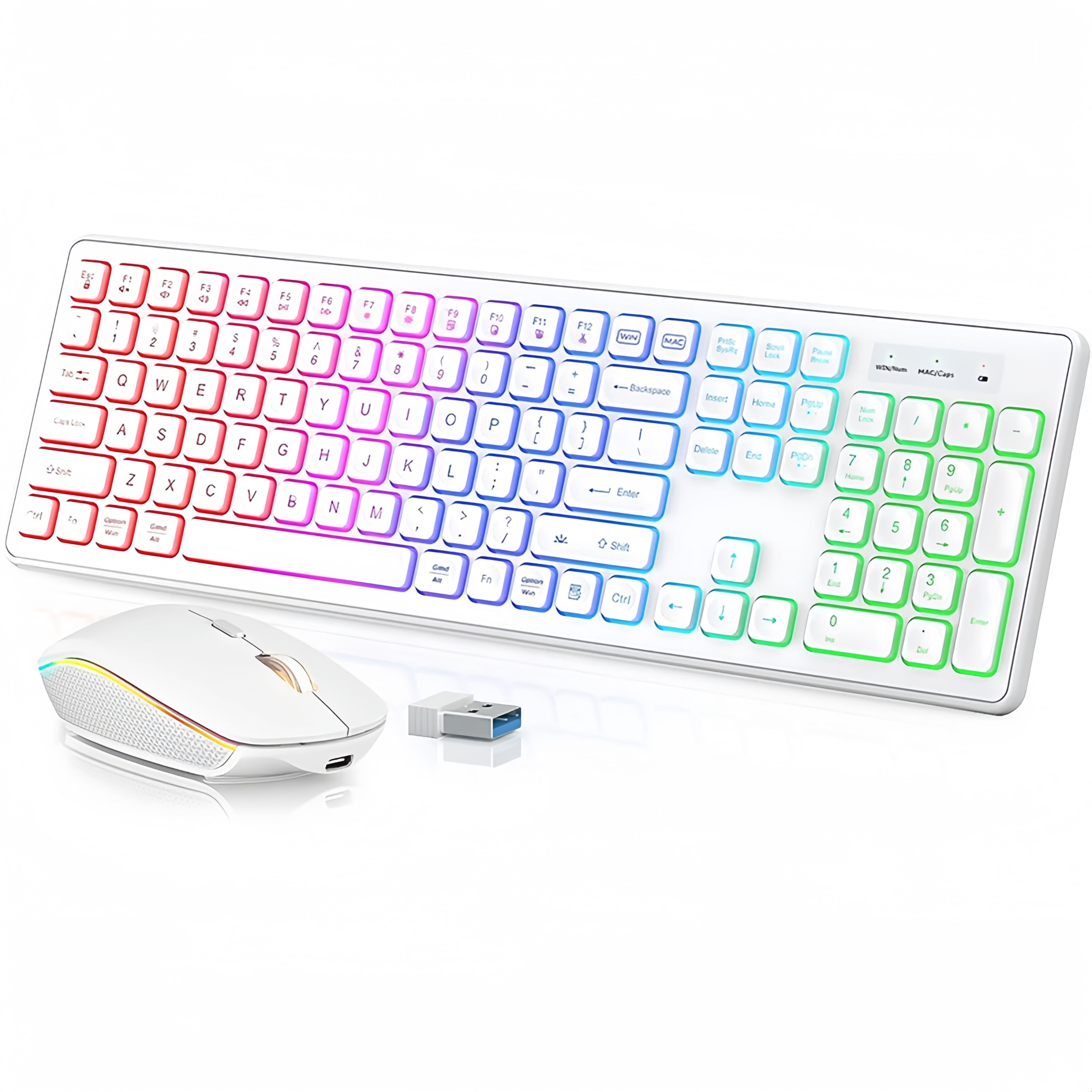 BAKIBO Wireless Keyboard and Mouse Backlit, Quiet Light Up Keys, Tilt ...