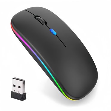Wireless Bluetooth Mouse, Rechargeable, LED Dual Modes, Compatible with ...