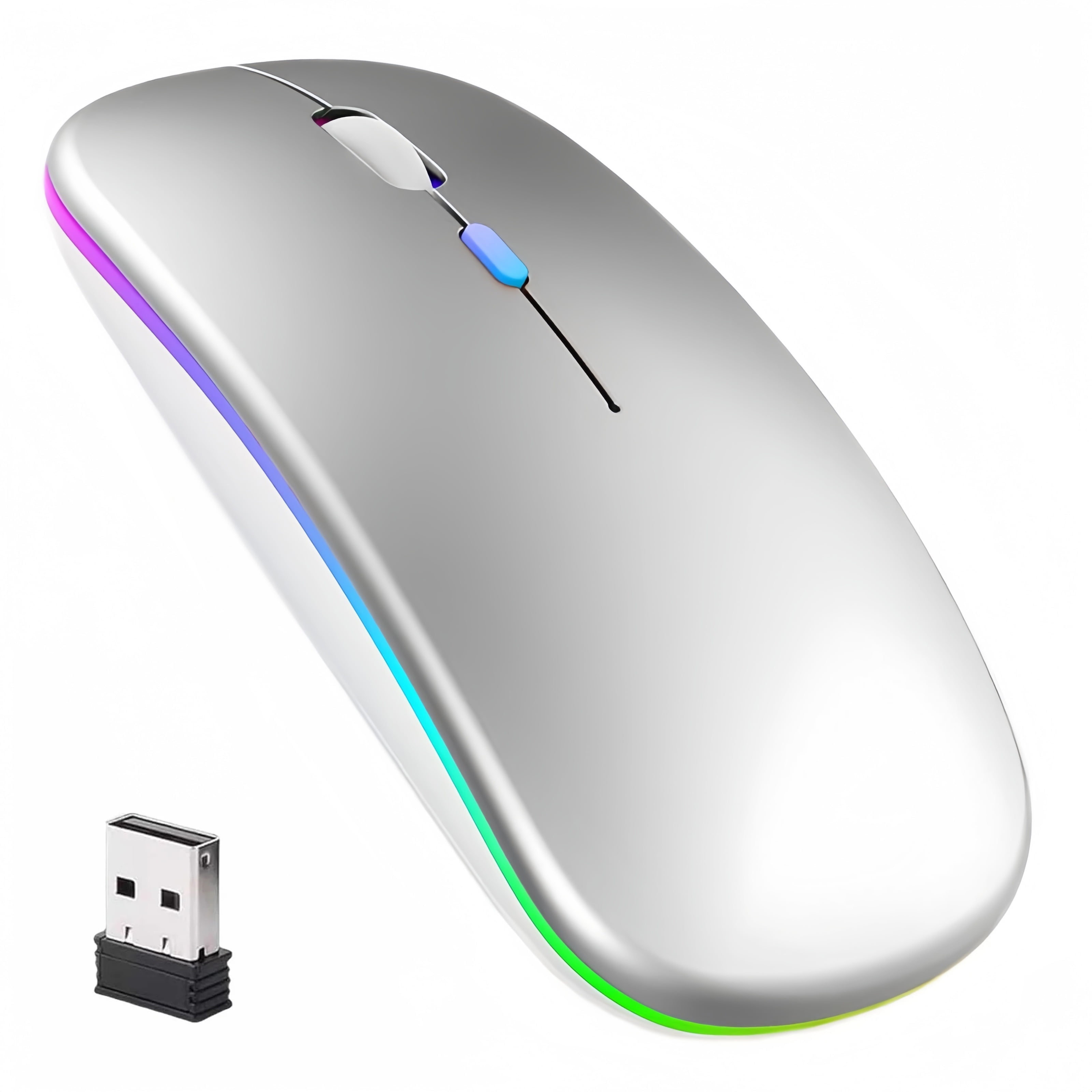 BAKIBO Wireless Mouse, LED Rechargeable Laptop Mouse, Portable Office ...