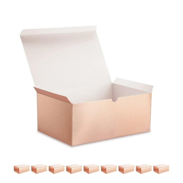 BAKIPACK 10 Gift Boxes with Lids, 9.5x6.5x4 inches, Rose Gold Paper ...