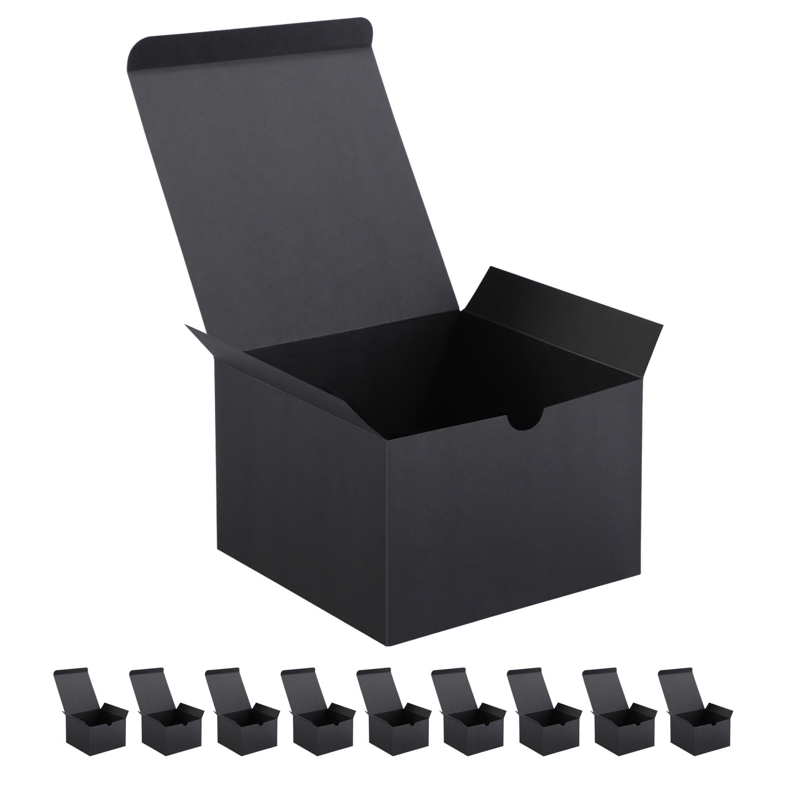 BAKIPACK 10 Gift Boxes with Lids 6x6x4 inches, Small Black Gift Boxes ...