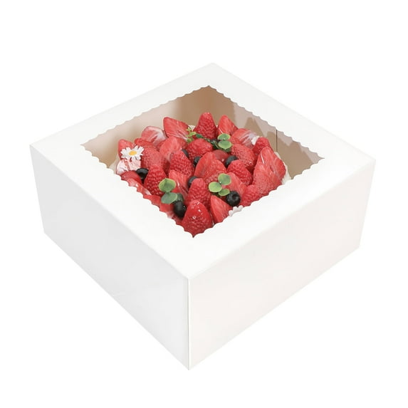 BAKIPACK 15 Pack Cake Boxes 10x10x5 inches, White Bakery Boxes with ...