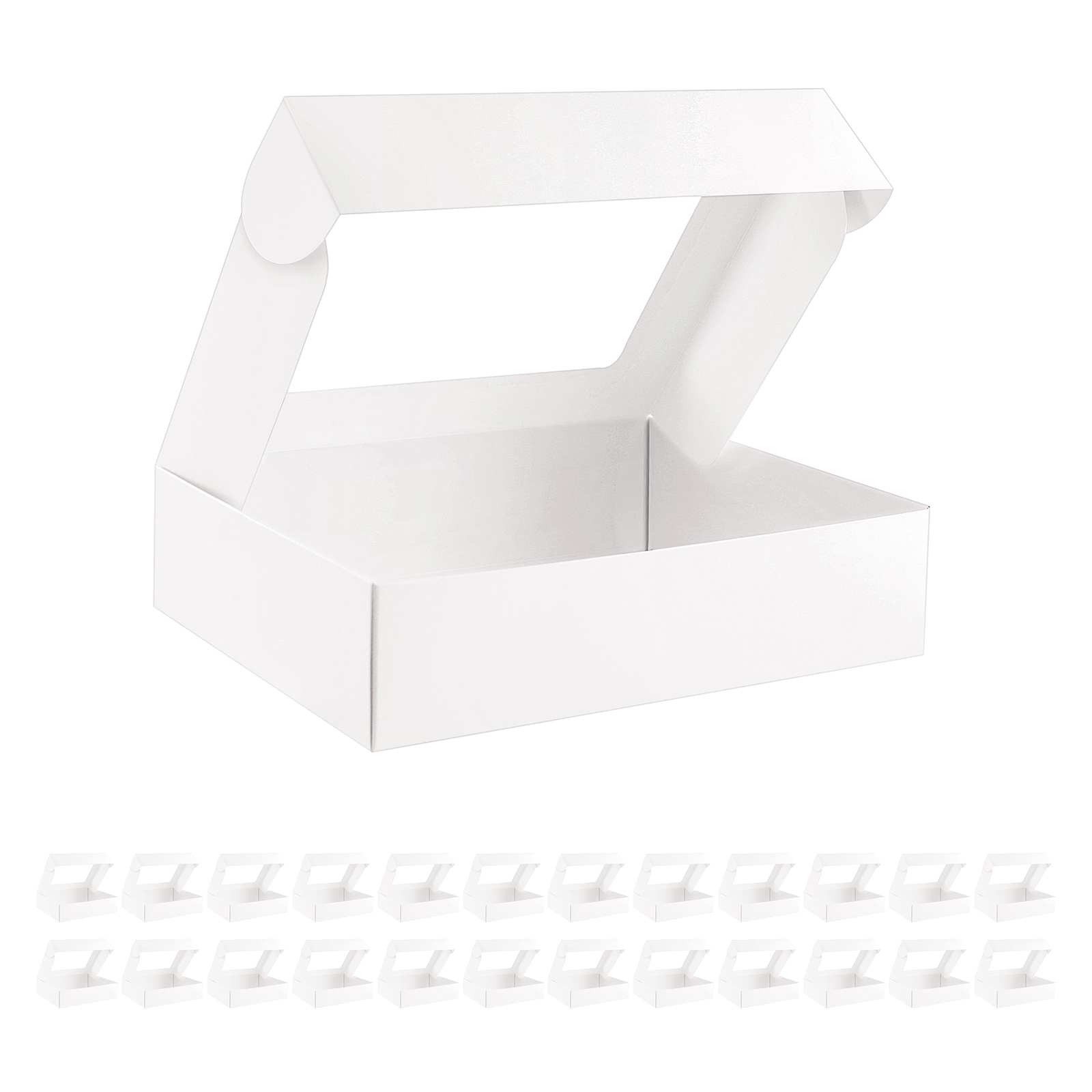 PKGSMART 25 Count White Treat Boxes with Window, 5x5x3.5 inches, Cake ...