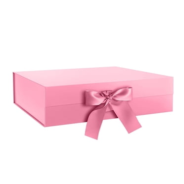 Pink Gift Box for Presents with Ribbon 10.8x7.5x3.5 Inches Clear Gift ...