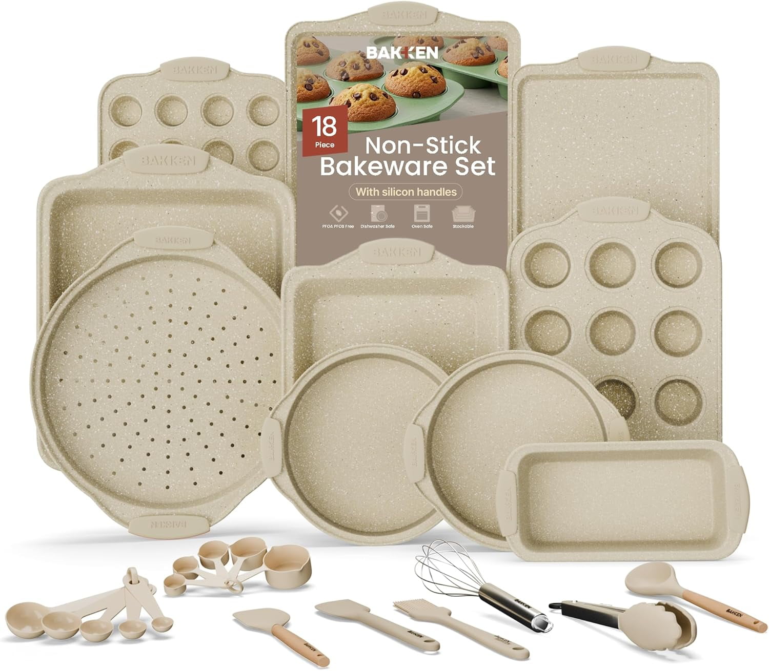 Bakken- Swiss 18-Piece Deluxe Nonstick Carbon Steel Bakeware Set ...