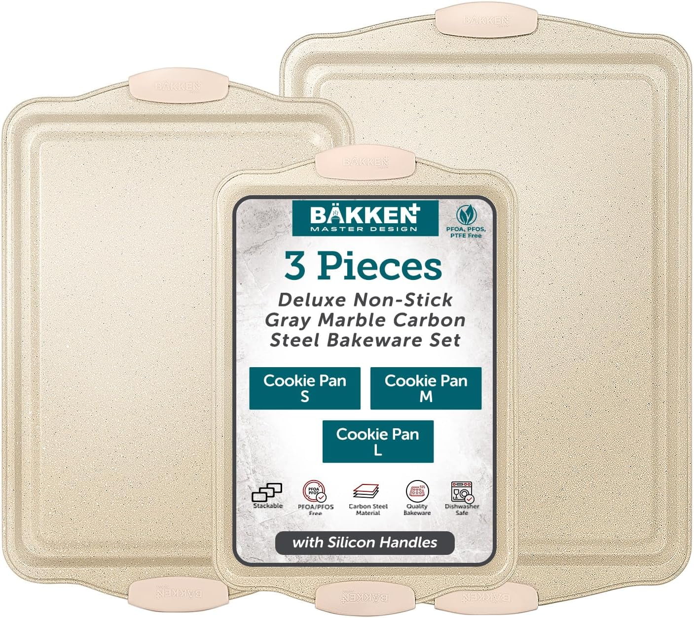 Bakken-Swiss 3-Piece Nonstick Marble Baking Pans - Steel Bake Set ...