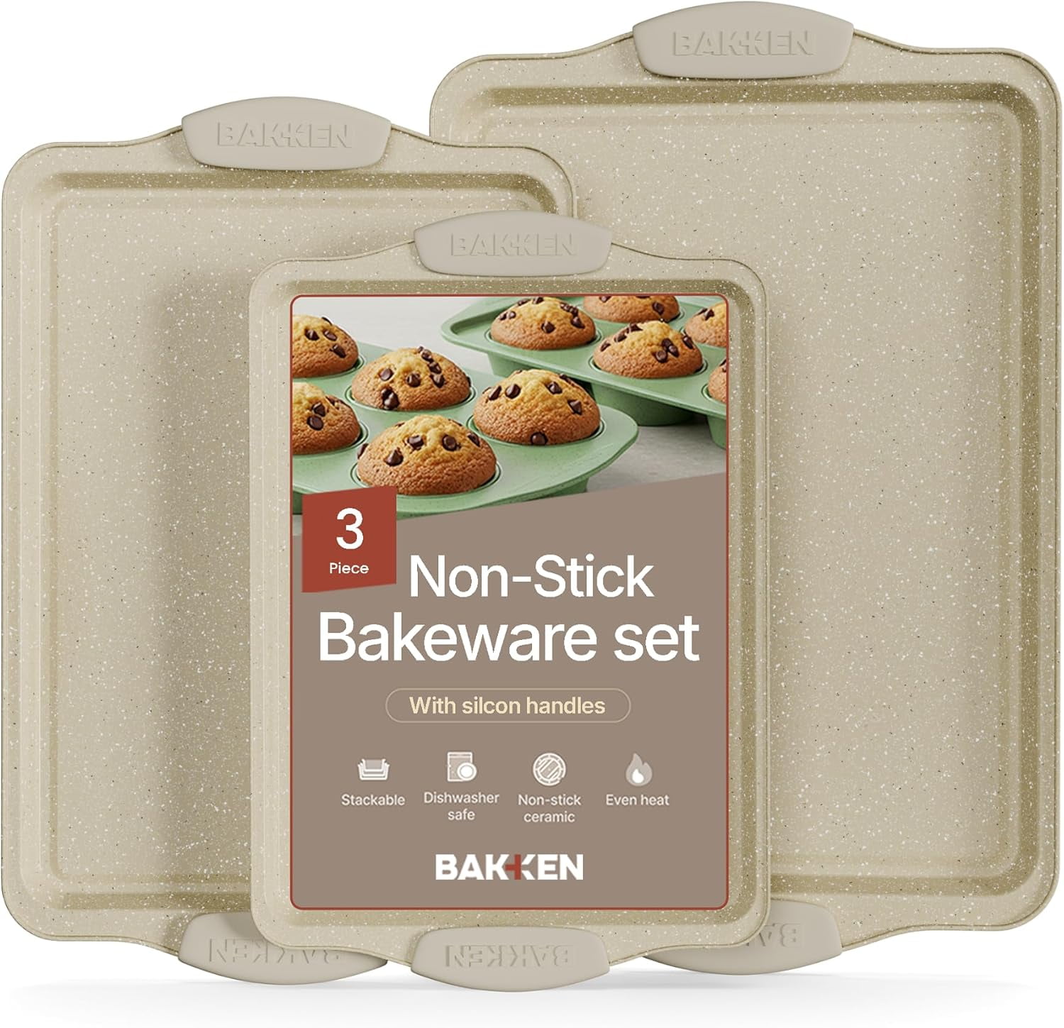 Bakken-Swiss 3-Piece Nonstick Marble Baking Pans - Steel Bake Set ...